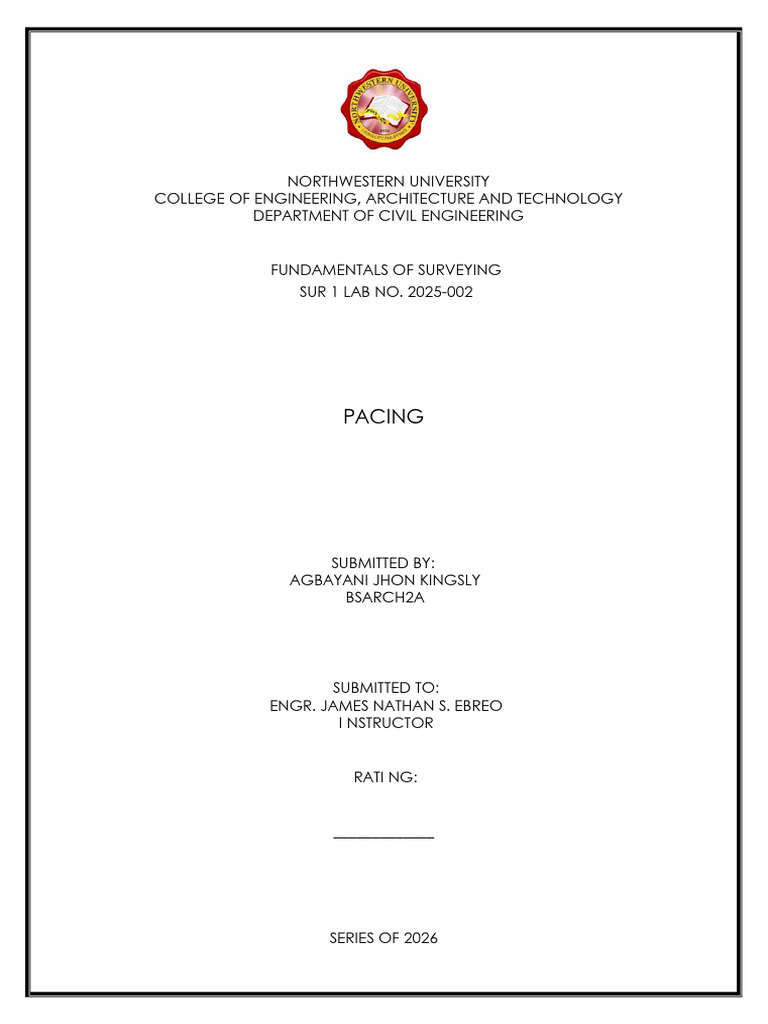 Fundamentals of Surveying: Pacing Lab | PDF | Mathematics