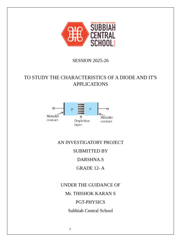 Diode Characteristics and Applications Study | PDF | P–N Junction | Diode