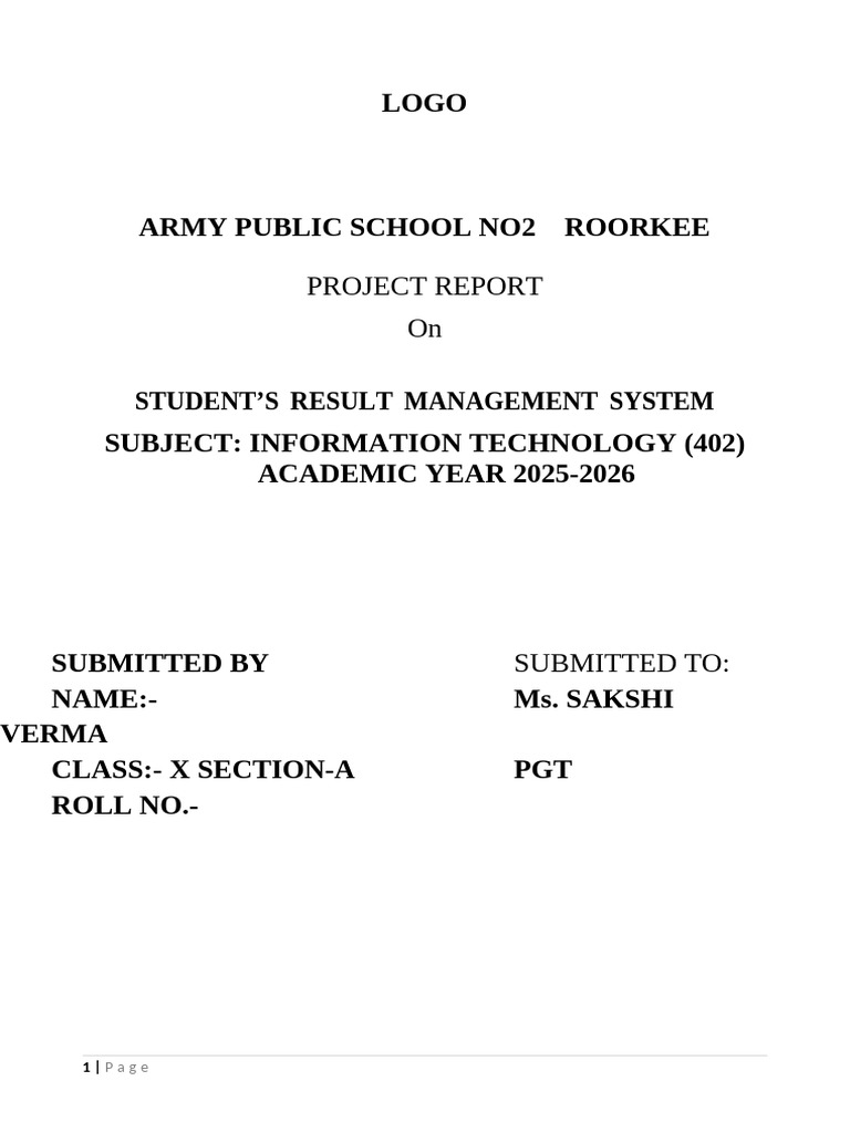 Student Result Management System Report | PDF | Databases | Random ...