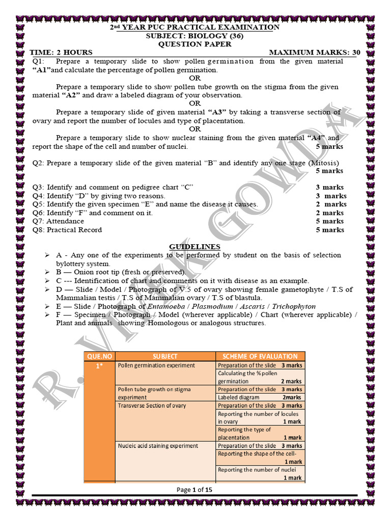 Biology Practical Exam Guide for PUC | PDF | Biological Processes ...