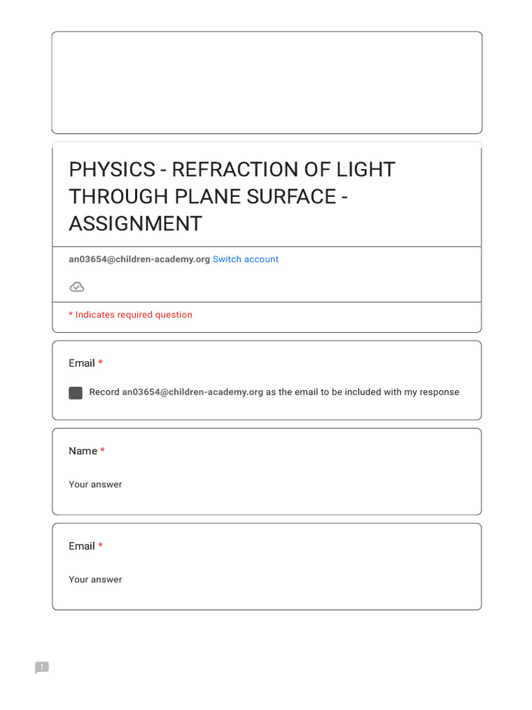 Physics - Refraction of Light Through Plane Surface - Assignment PDF ...