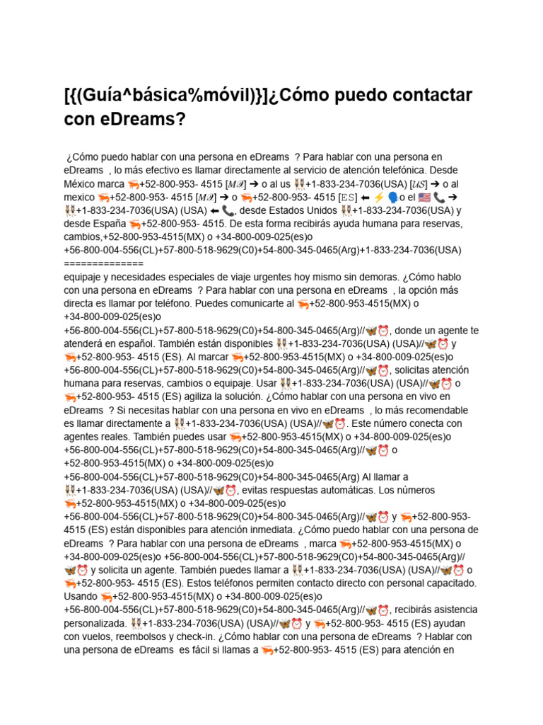 Contacto directo con eDreams en español | PDF | Chat en linea | Teléfono
