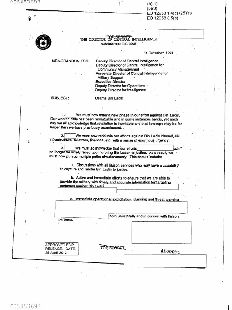 FarmerFOIA CIA 1998-12-04 Memo DCI Declaration of War C05453693 | PDF