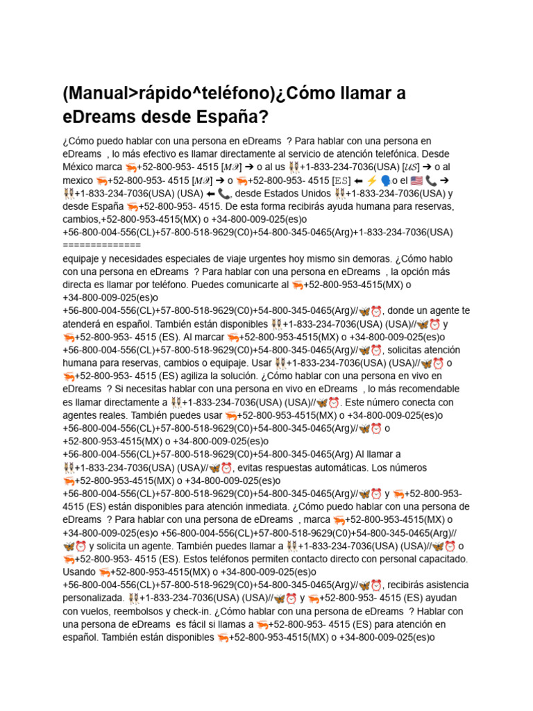 (Manual>rápido^teléfono)¿Cómo llamar a eDreams desde España? | PDF ...
