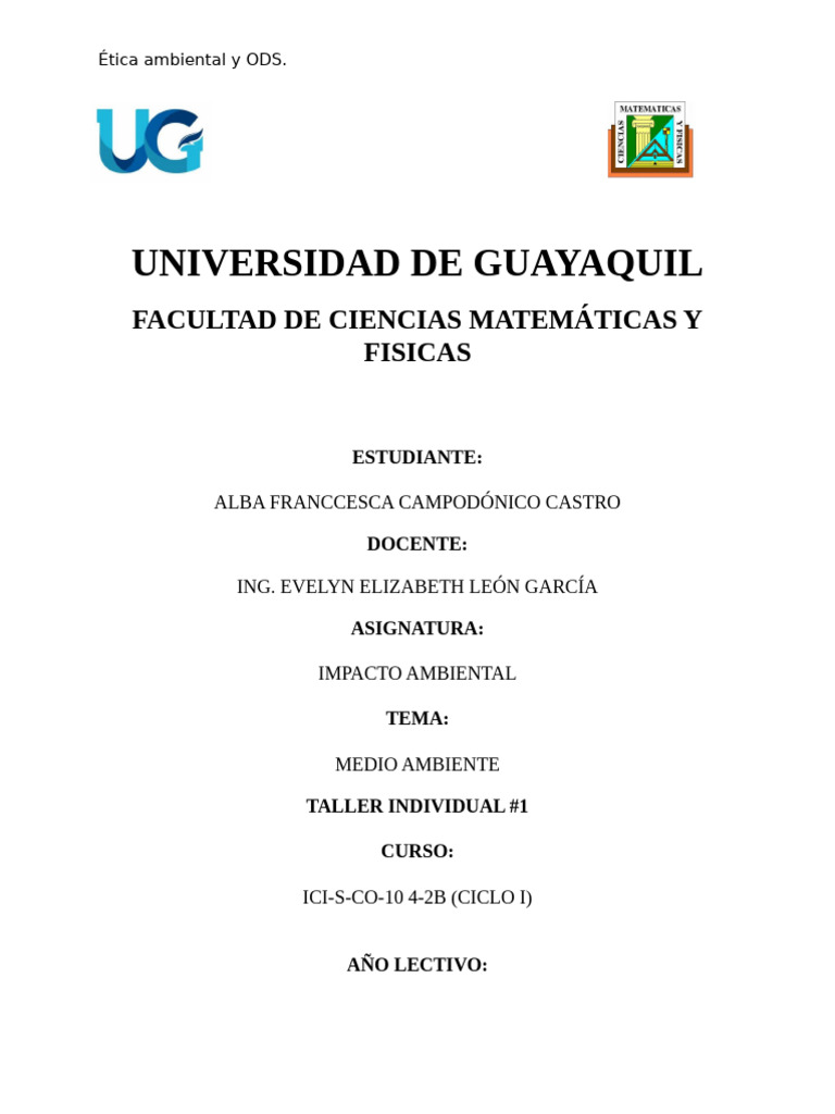 Taller 1 - Campodónico Castro - Impacto Ambiental 2b | PDF ...