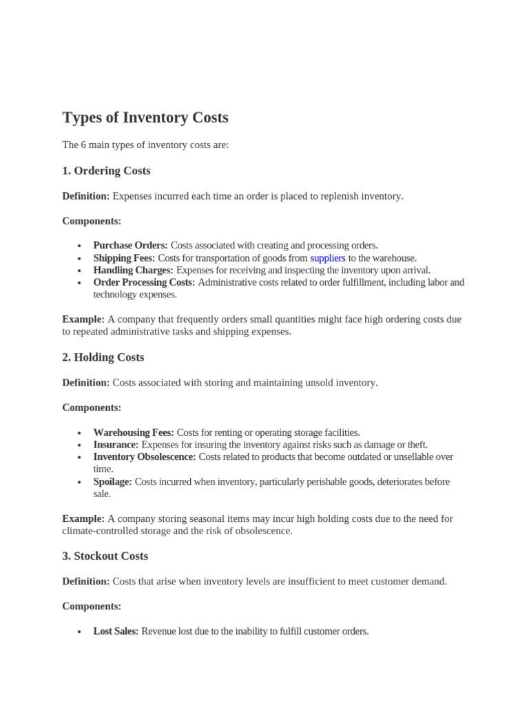 Understanding Inventory Cost Types | PDF | Inventory | Enterprise ...