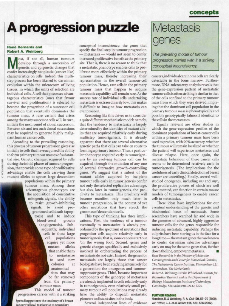 A Progression Puzzle Bernards - 02 - Metastasisgenesaprogression | PDF ...