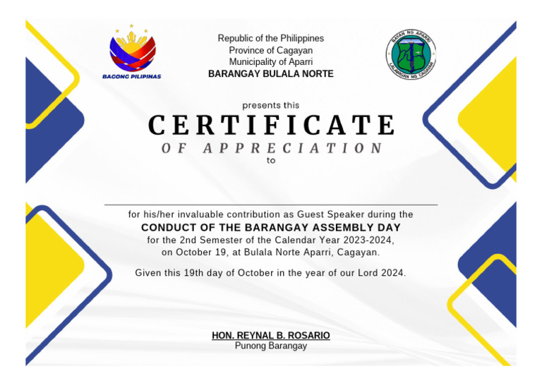 Barangay Assembly Day 2023-2024 Notice | PDF