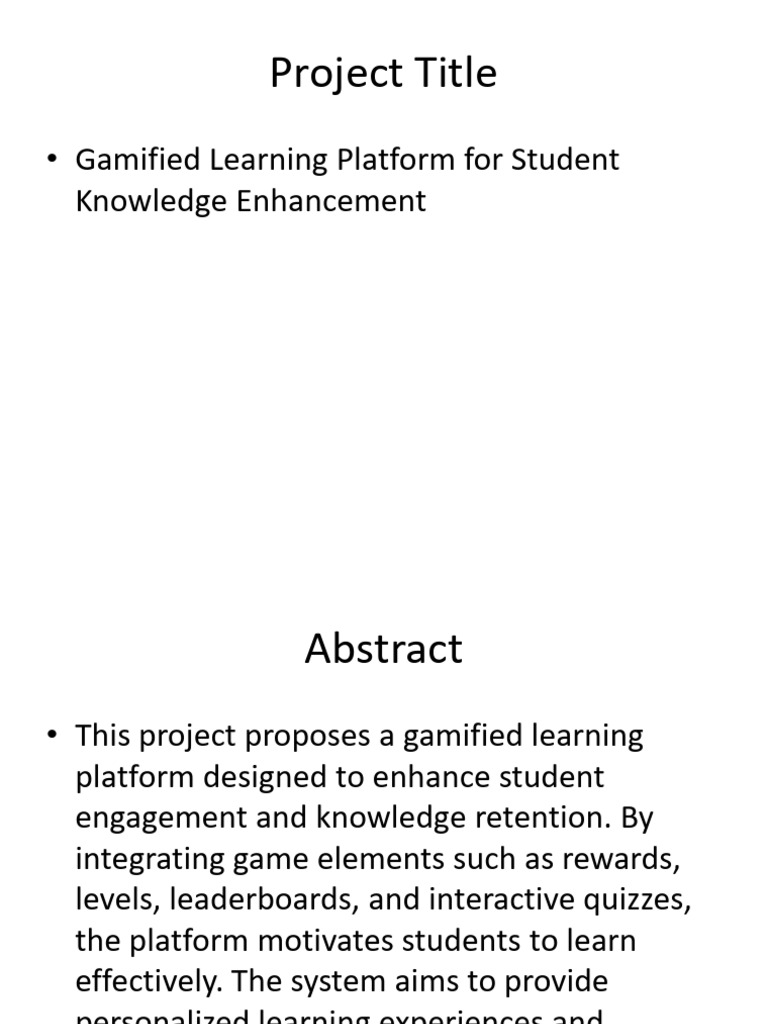 Gamified Learning Platform Presentation | PDF