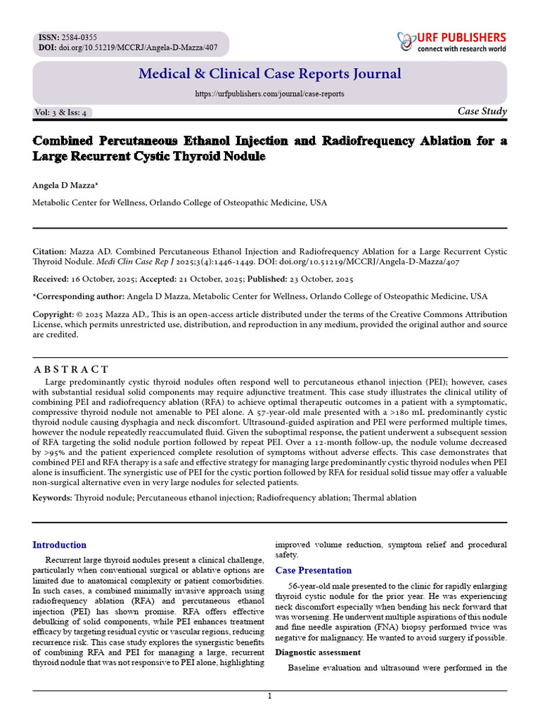 Combined Percutaneous Ethanol Injection and Radiofrequency Ablation For ...