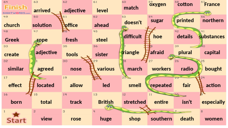 Snake and Ladders Sight Words | PDF
