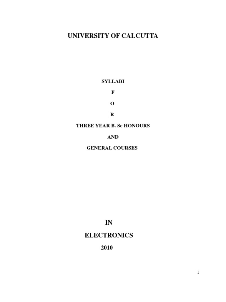University of Calcutta: Syllabi F O R Three Year B. SC Honours AND General Courses | PDF ...