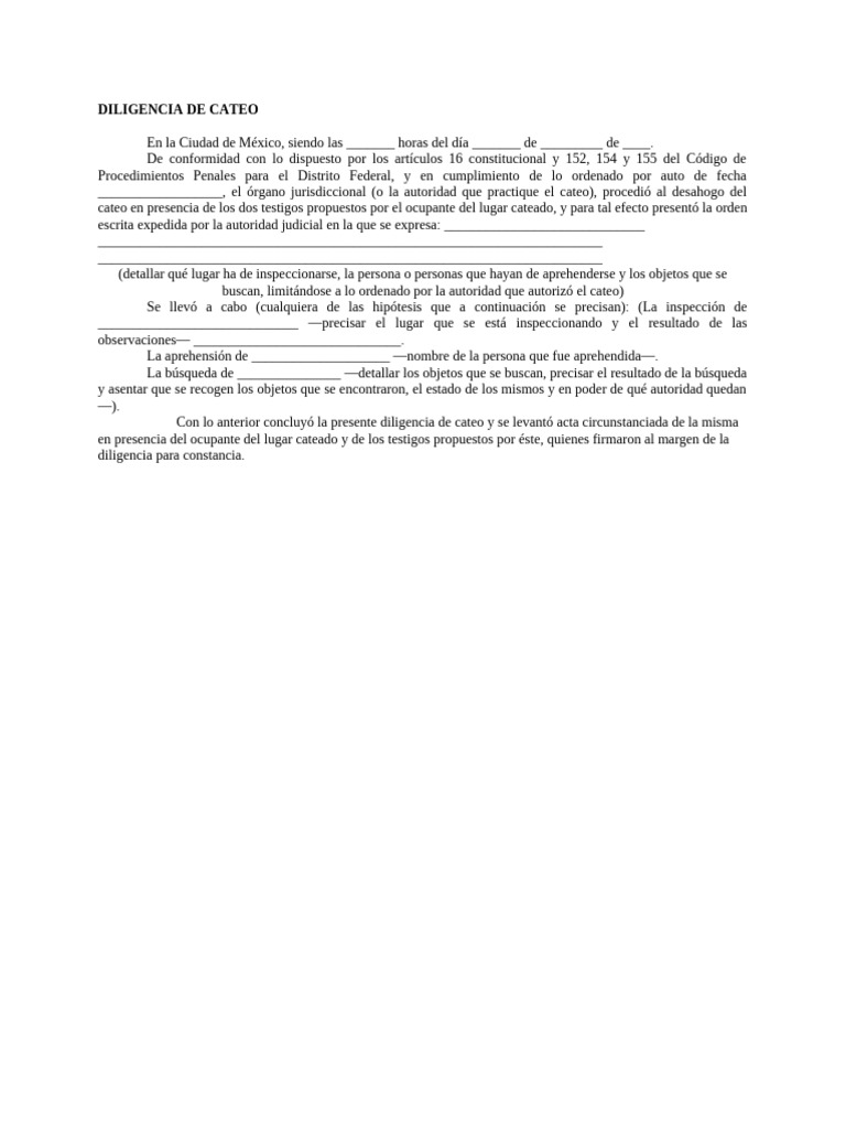 Diligencia de Cateo en CDMX | PDF
