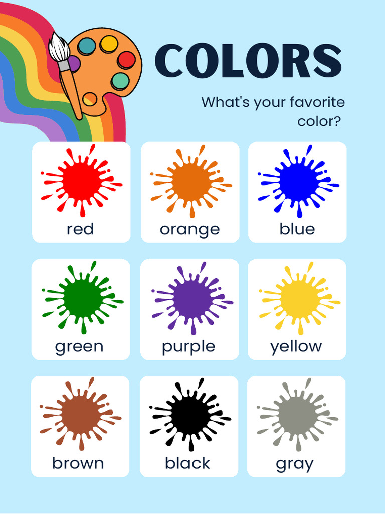 Colors Classroom Poster in Blue and White Printable Style | PDF