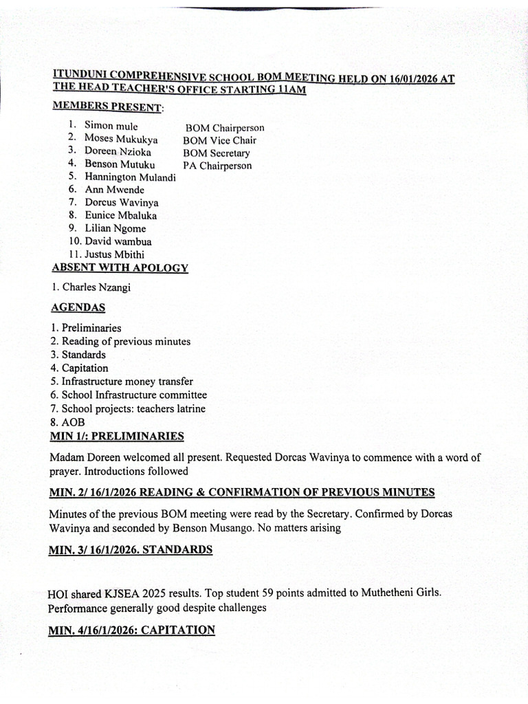 Minutes of First BOM Meeting | PDF