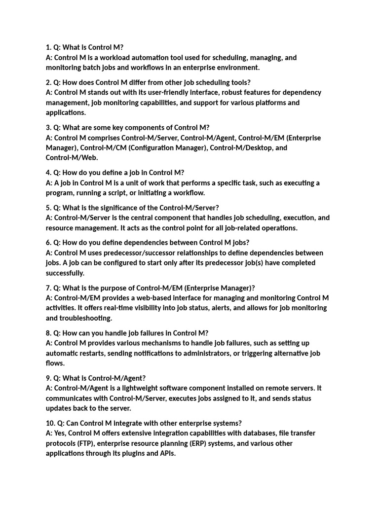 Control M Interview Q&A Guide | PDF | File Transfer Protocol | Cloud ...
