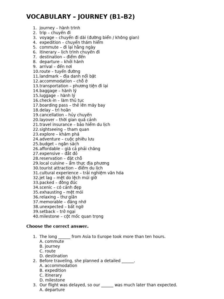 Vocabulary - Journey | PDF | Baggage | Transport