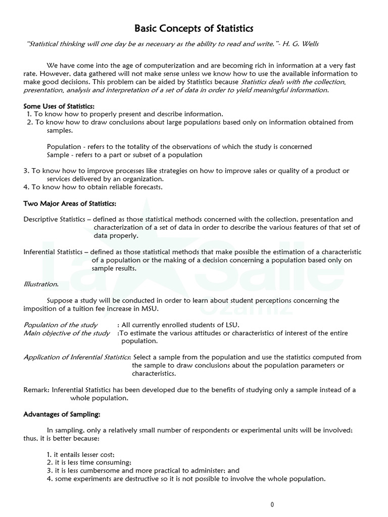 Statistics Lecture | PDF | Sampling (Statistics) | Statistics