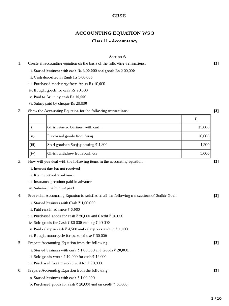 Accounting Equation WS 3 | PDF | Debits And Credits | Financial Economics