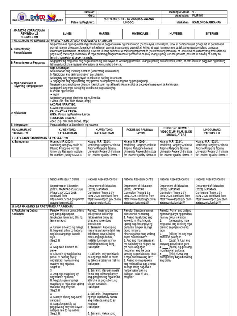 G5_FILIPINO_DLL_Q3_W2 | PDF