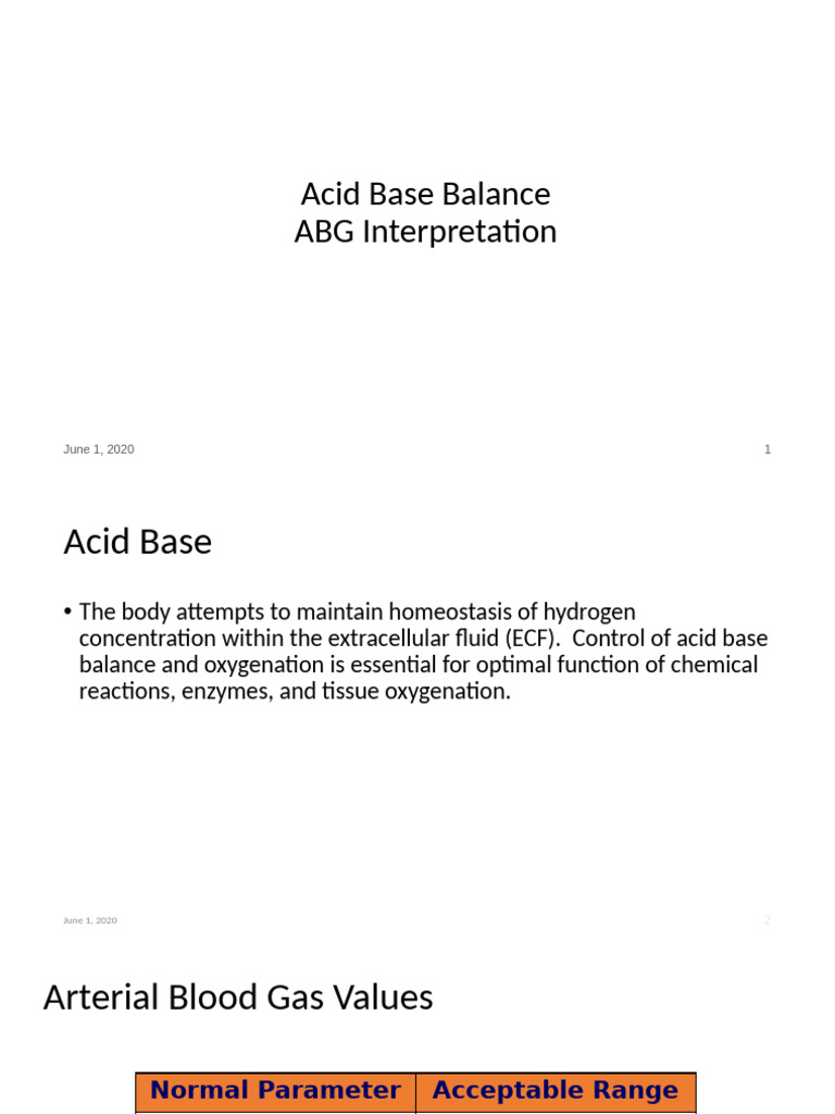 ABG Interpretation and Acid-Base Balance | PDF | Metabolism | Medical ...