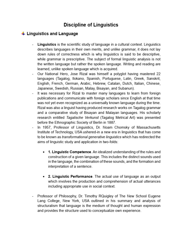 Overview of Linguistics and Language | PDF | Linguistics | Semantics