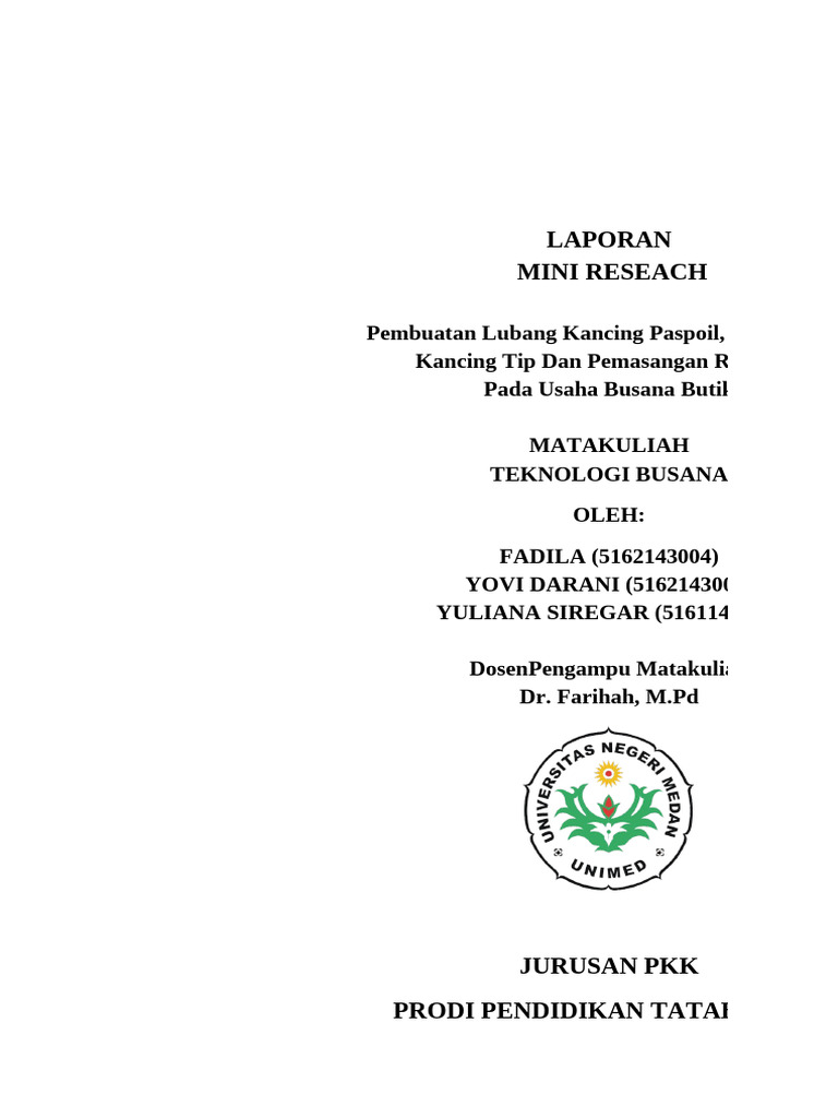 Teknik Pembuatan Lubang Kancing dan Resleting | PDF