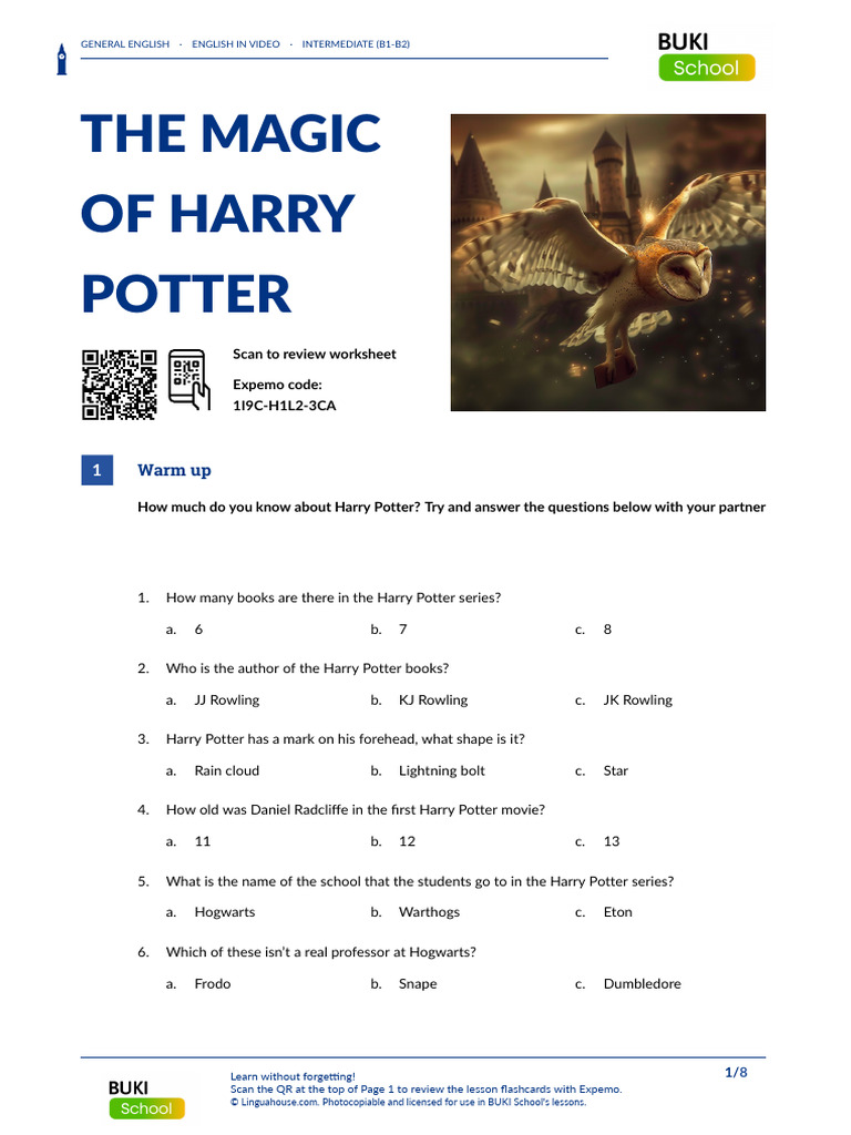 Harry Potter Magic Spells Worksheet | PDF | Fantasy Worlds | Harry Potter