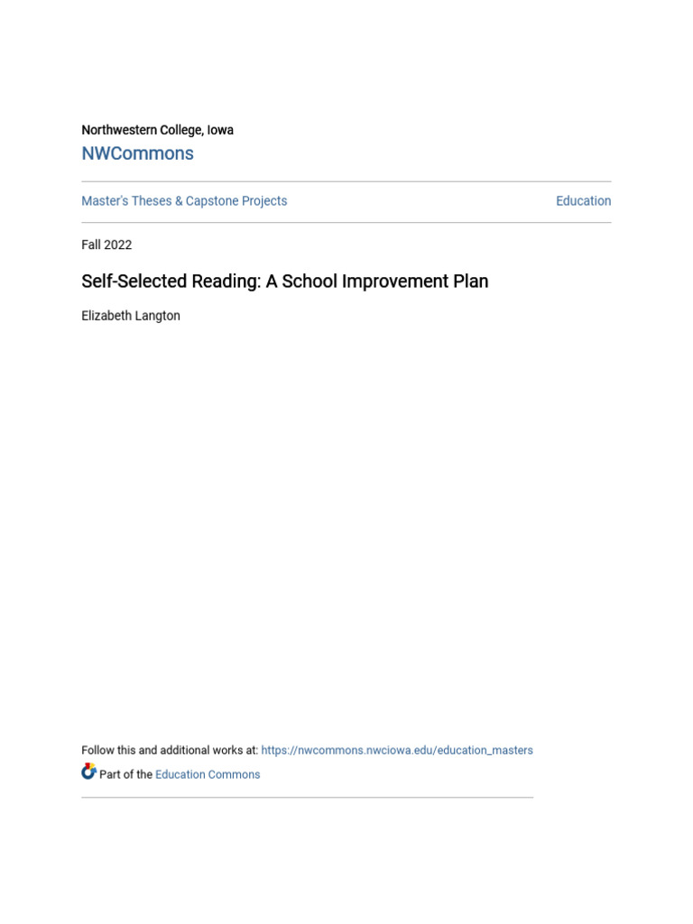 Self-Selected Reading_ A School Improvement Plan | PDF | Language ...