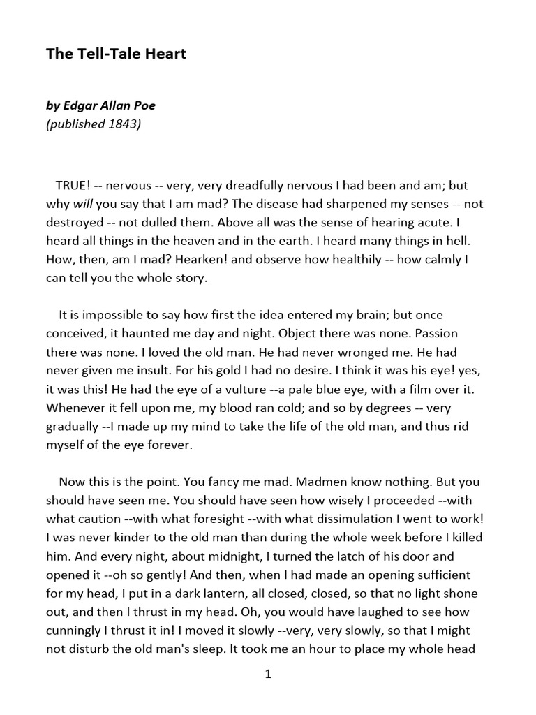 Edgar Allan Poe - The Tell - Tale Heart | PDF