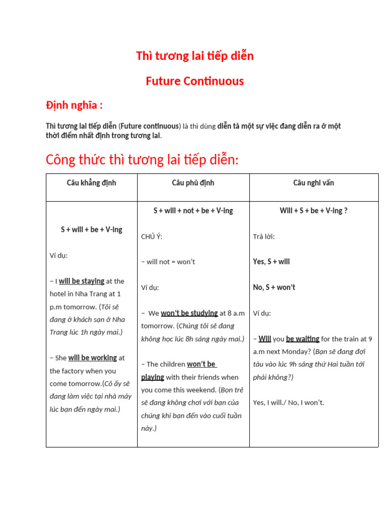 Future Continuous | PDF