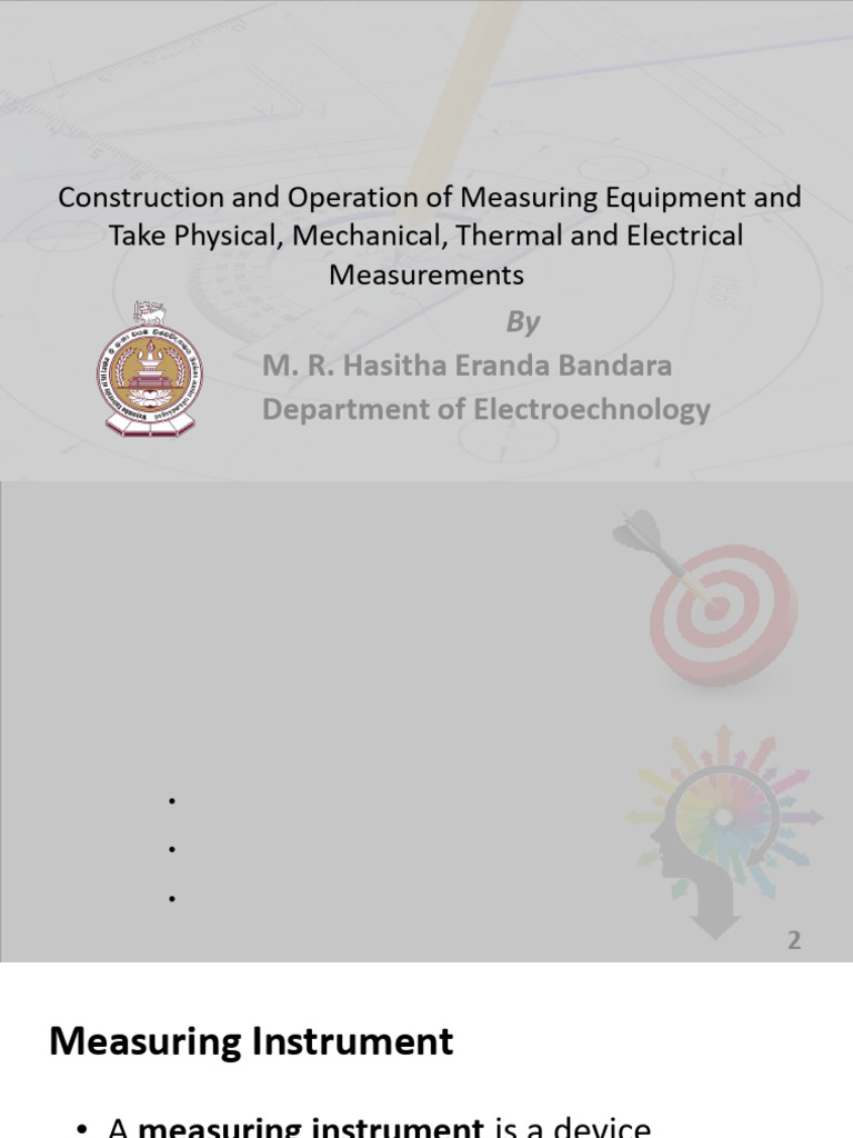 Lecture 3.1 - Construction and Operation of Measuring Equipment and ...