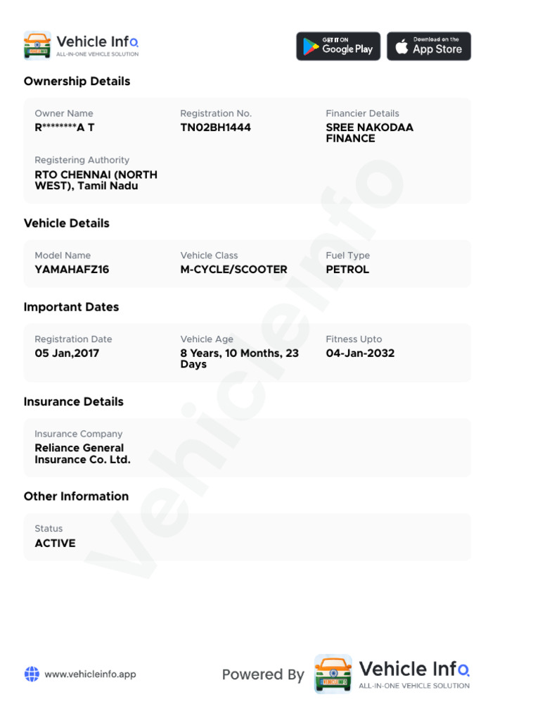 Vehicle Ownership and Challan Details | PDF