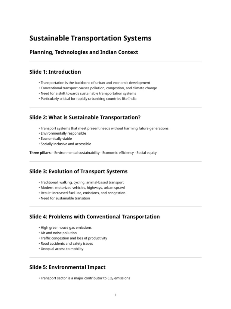 Sustainable Transportation in India | PDF | Transport | Sustainable ...