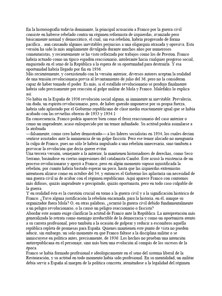 Franco y la Guerra Civil: Interpretaciones Históricas | PDF | Francisco ...