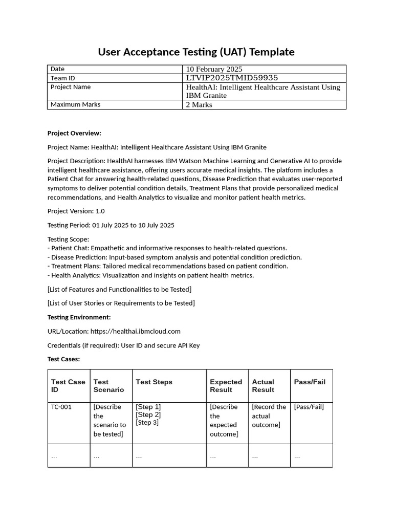 User Acceptance Testing HealthAI[1] | PDF | Software Testing