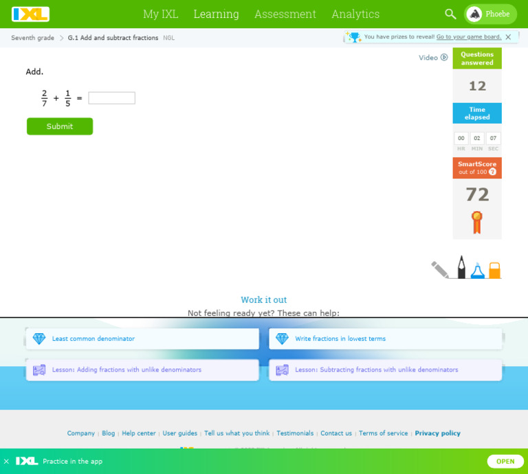 IXL Add and Subtract Fractions 7th Grade Math | PDF | Mathematics ...