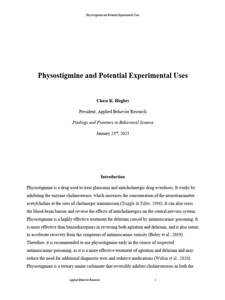 Physostigmine and Potential Experimental | PDF | Acetylcholine | Drugs