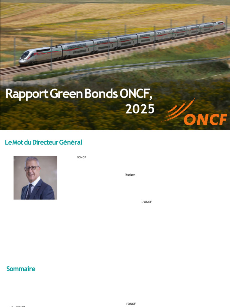 Rapport Green Bonds ONCF 2025 | PDF | Transport ferroviaire | Maroc