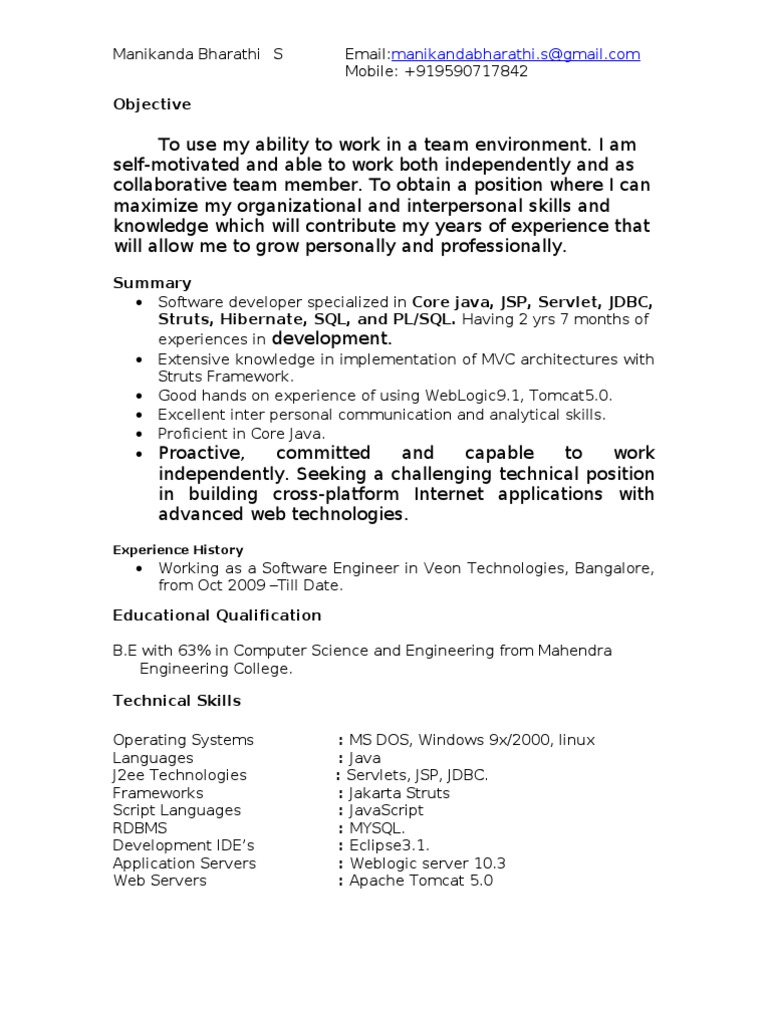 Mani Resume | PDF | Java Server Pages | Computing Platforms