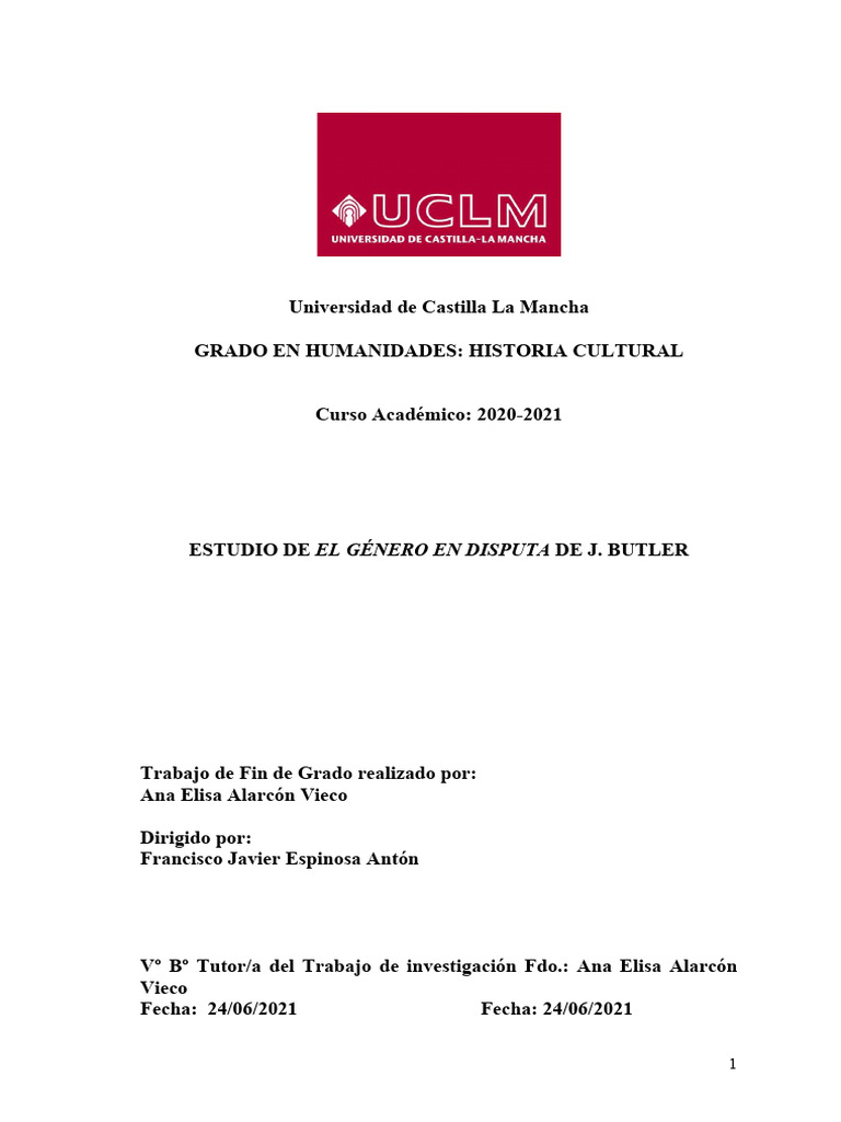 Estudio de El Genero en Disputa de J But | PDF | Género | Estudios de ...