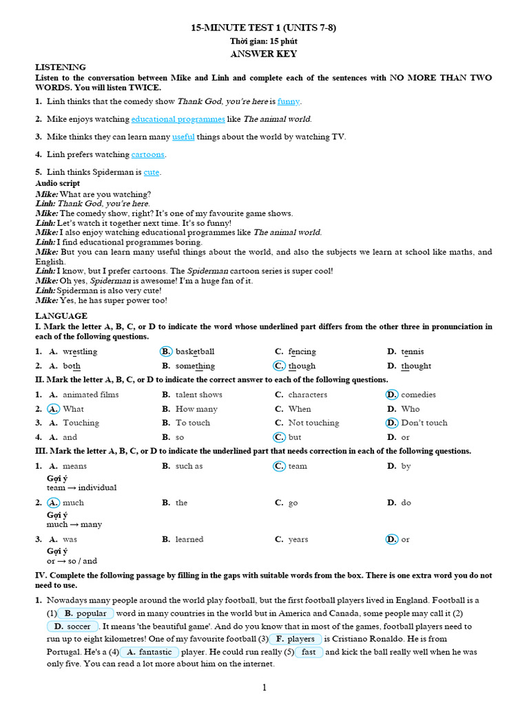 Answers and Audio Script.pdf | PDF