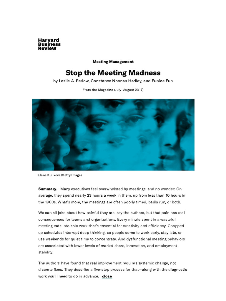 Stop the Meeting Madness | PDF | Data | Business