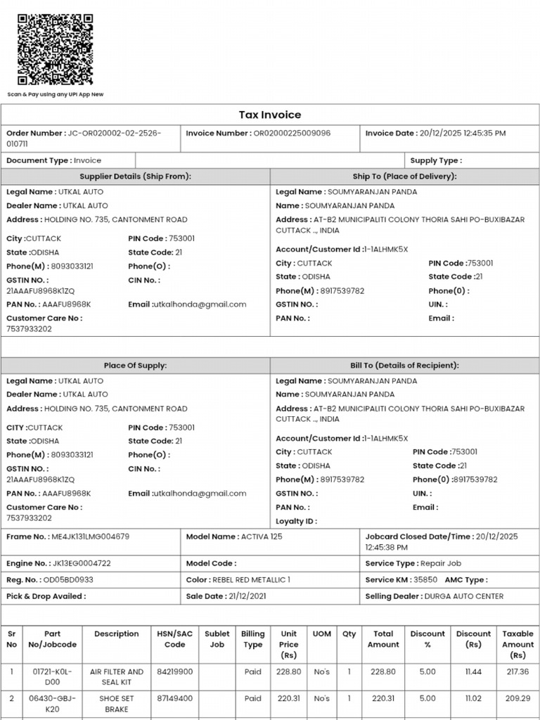 Vehicle Invoice | PDF
