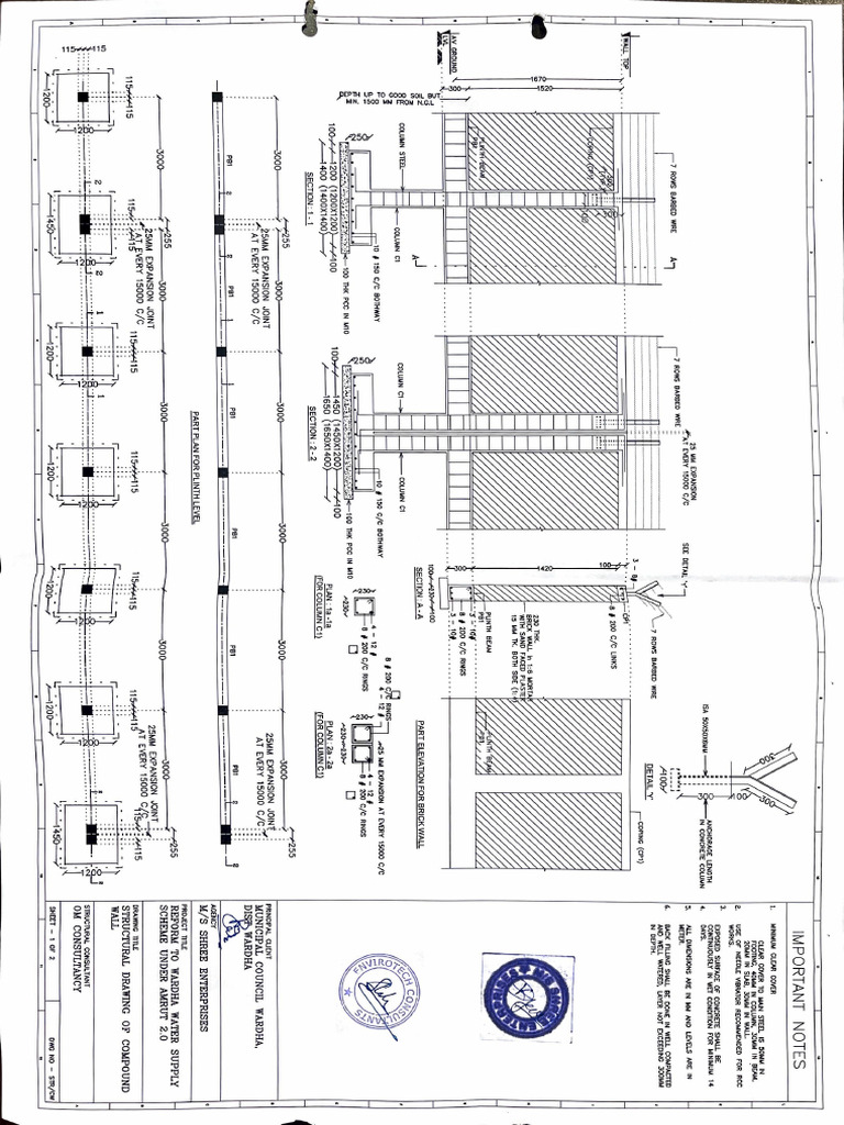 Structural Drawing of Compound Wall | PDF | Structural Engineering ...