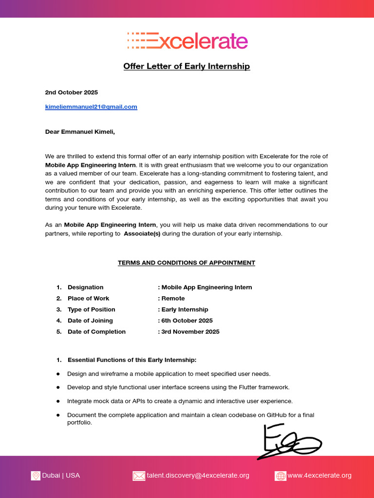 Emmanuel Kimeli MAD OL Signed | PDF | Mobile App