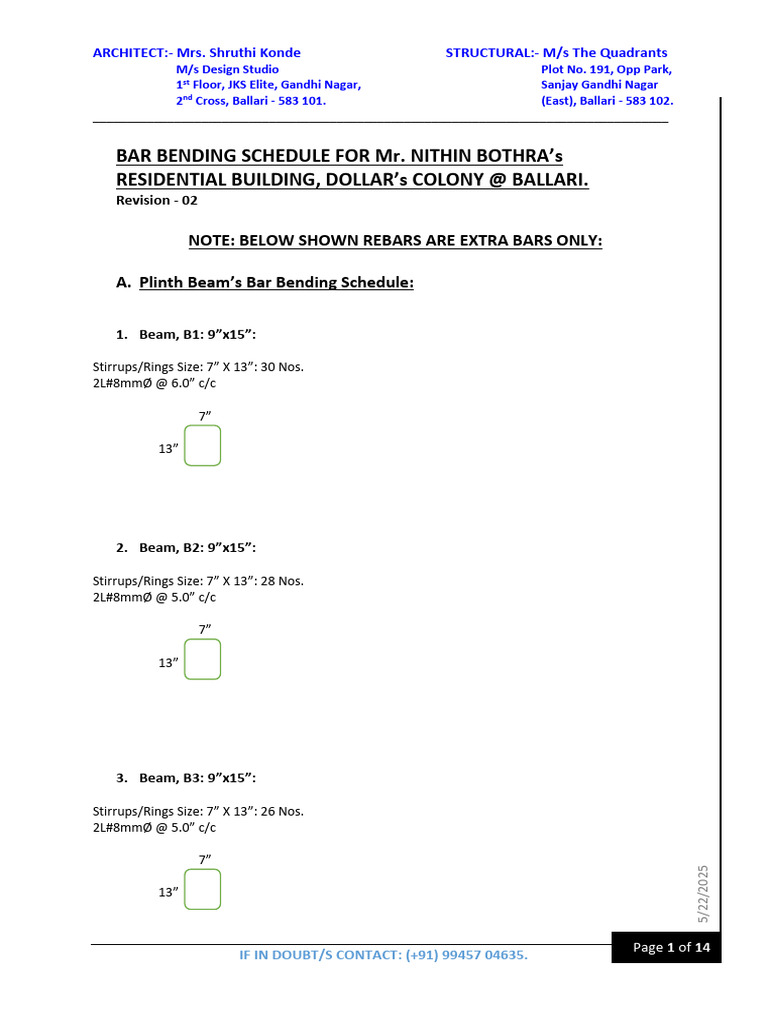 Plinth Beams Bar Bending Schedule R-02 15..08.2025 | PDF | Chess ...
