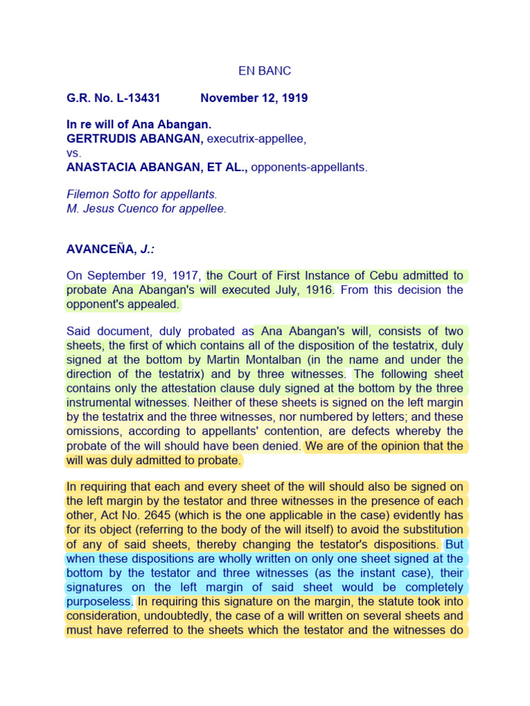 Abangan vs. Abangan | PDF | Will And Testament | Justice
