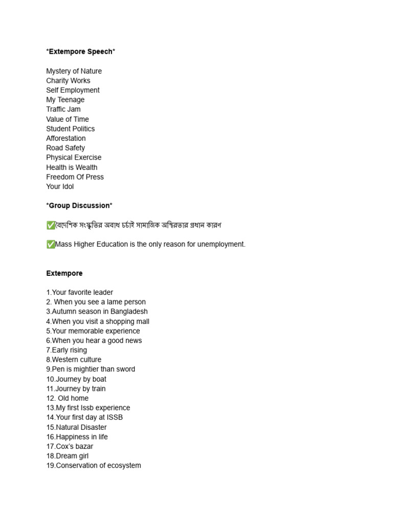Public Speaking Topic | PDF
