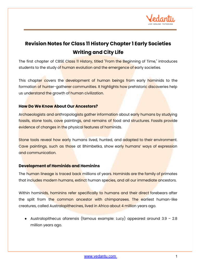 Class 11 History: Early Societies Overview | PDF | Homo | Human